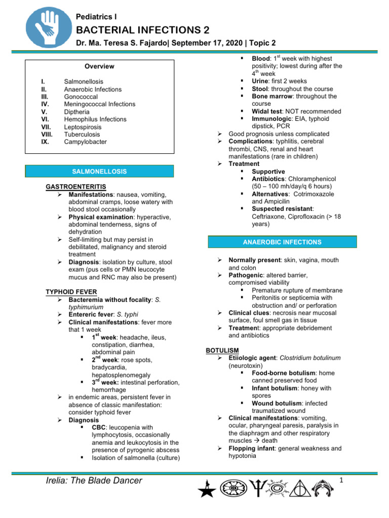 Pediatric Bacterial Infections Guide | PDF | Tuberculosis | Infection