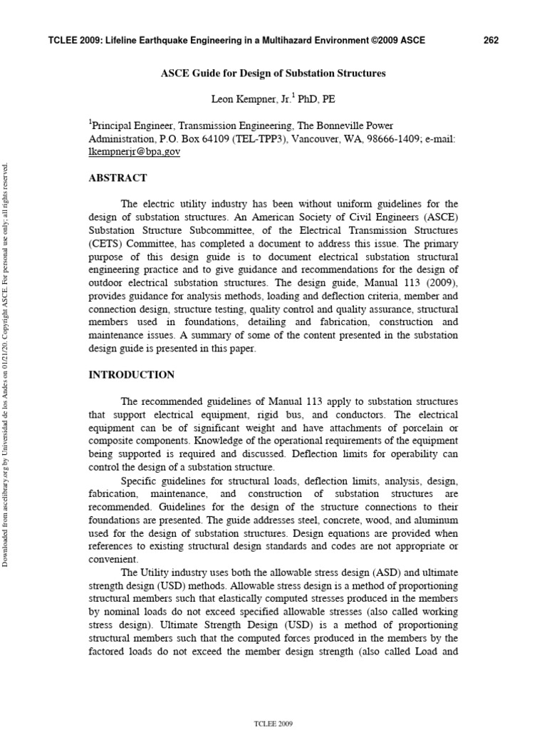 ASCE Substation Structure Design Guide 2 | PDF | Electrical Substation ...