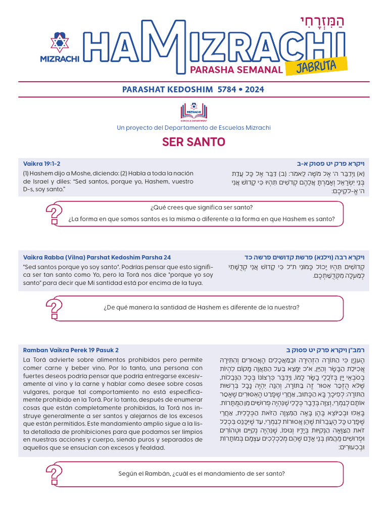 HaMizrachi - Chavruta - Kedoshim - Spanish | PDF | Creencia y doctrina ...