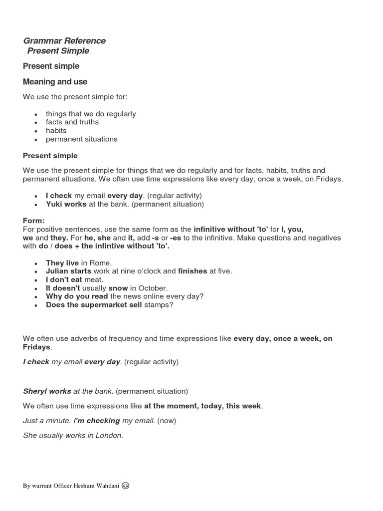 Present Simple Pdf Linguistic Morphology Syntax