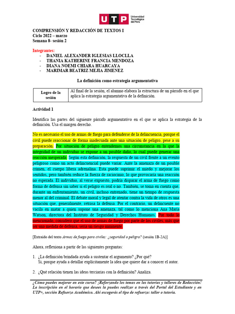 S08.s2 La Definición Como Estrategia Argumentativa (Material) 2021-Agosto | PDF