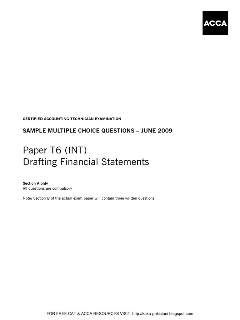 Toaz - Info 15089702 Acca Cat Paper t6 Drafting Financial Statements Solved Past Papers PR ...