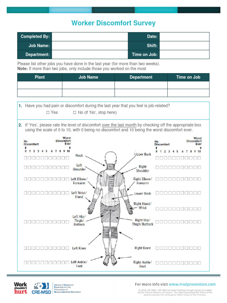 Worker Discomfort Survey | PDF | Health Care | Health Economics