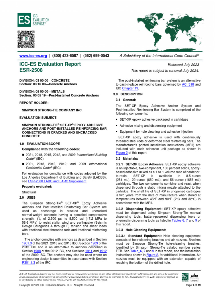 ESR-2508 | PDF | Strength Of Materials | Materials