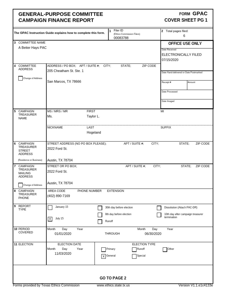 A Better Hays PAC | PDF | Loans | Political Action Committee