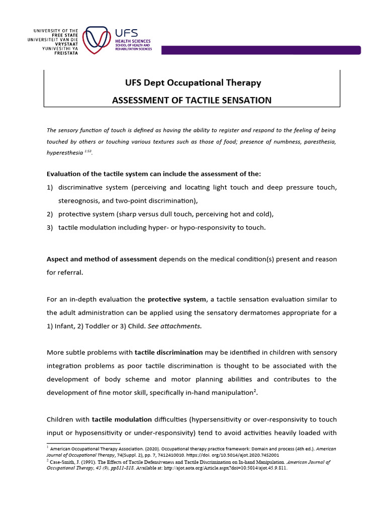 Tactile Assessment | Download Free PDF | Somatosensory System ...