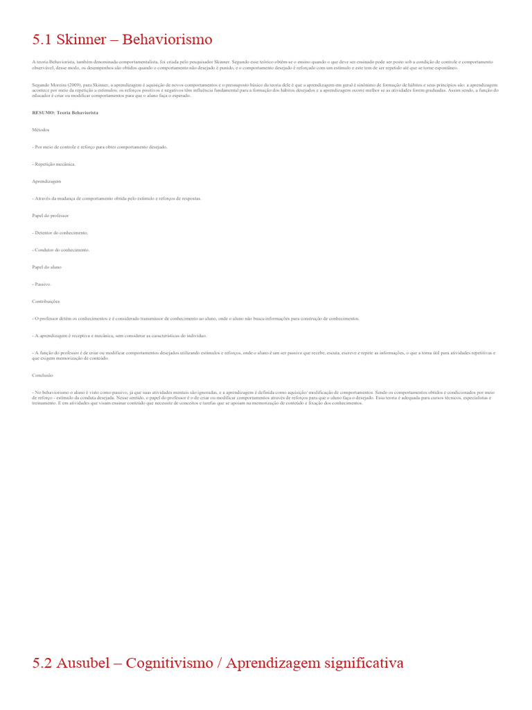 Psicologia Da Aprendizagem - MODULO5 | PDF | Aprendizado | Comportamento