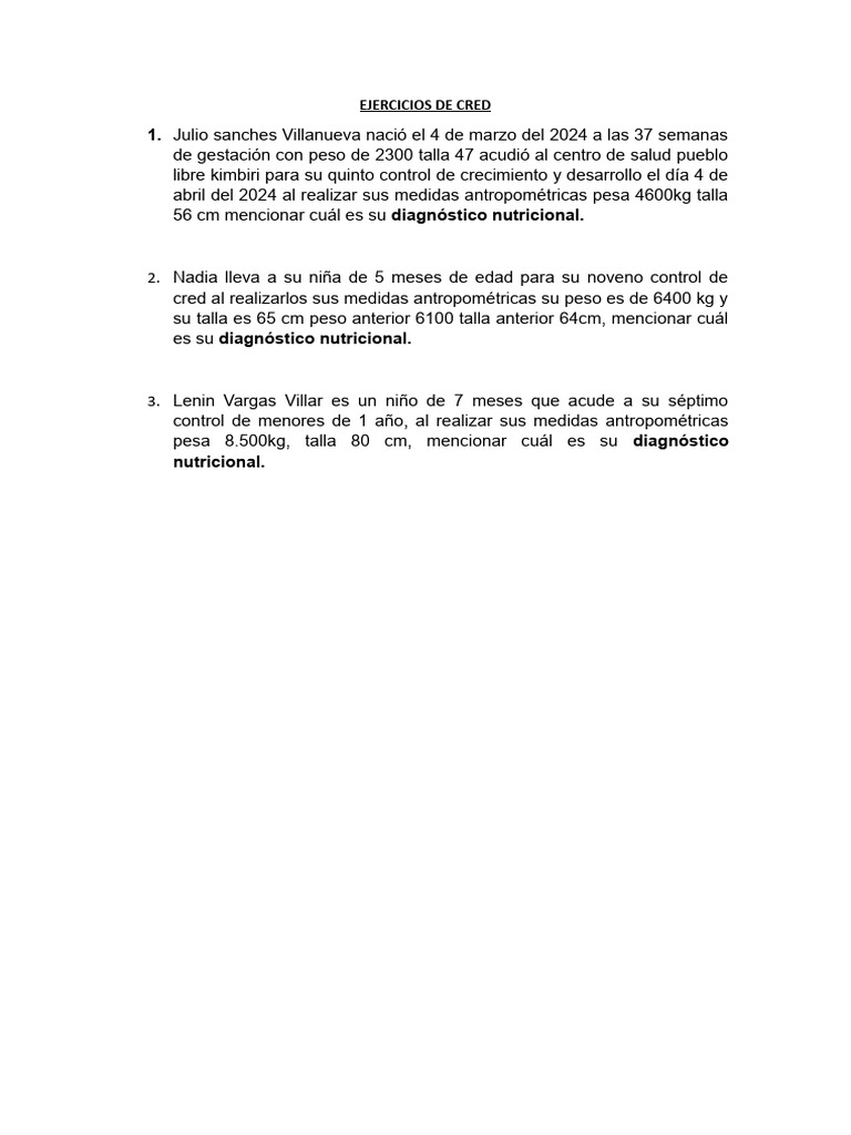 Ejercicios de Cred | PDF | Salud y bienestar