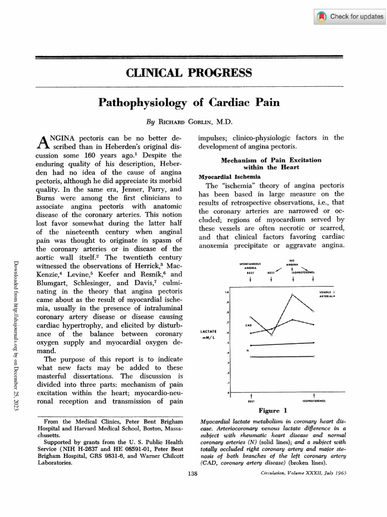 Gorlin 1965 Pathophysiology of Cardiac Pain | PDF | Coronary ...