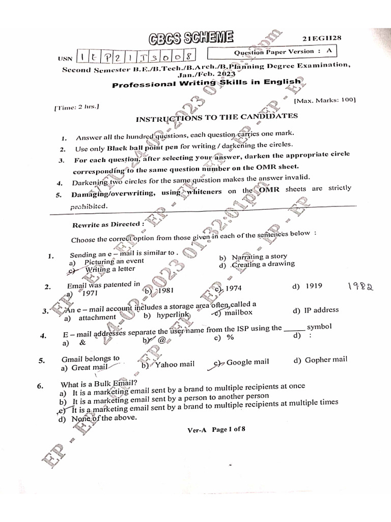 Pws (21 Scheme) QP (Tele@Vtu23) | PDF