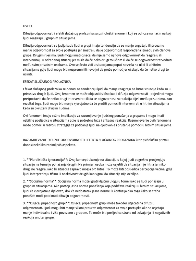 Difuzija Odgovornosti | PDF