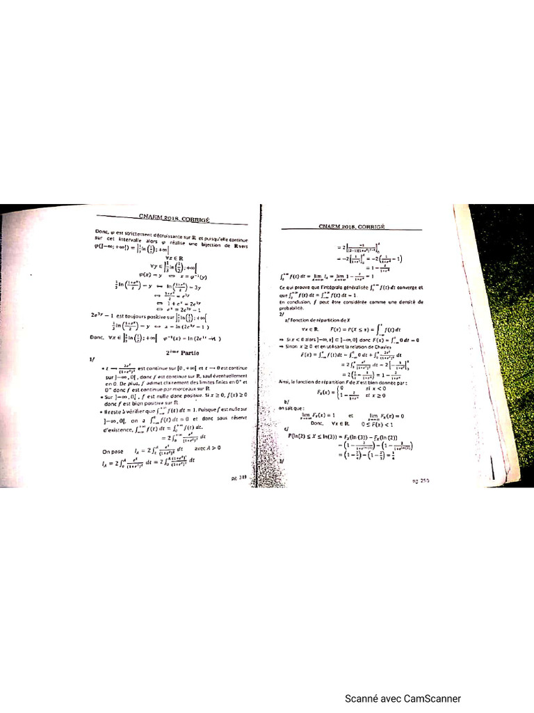 CorrigÃ© CNAEM MathÃ©matiques 2018 | PDF