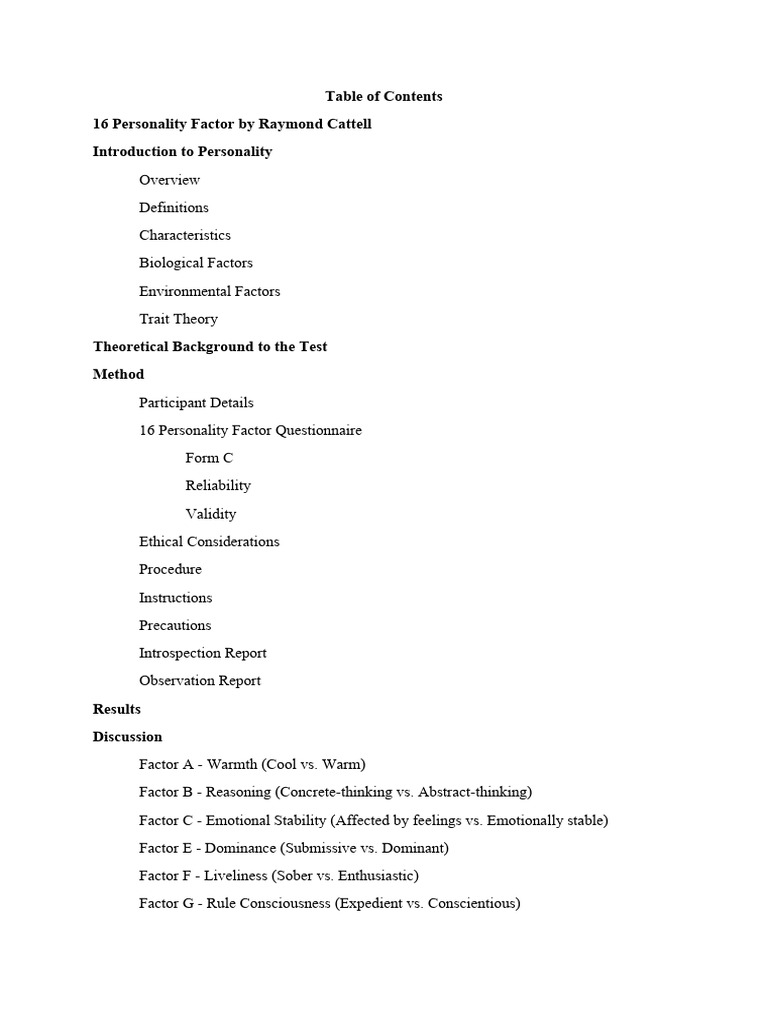 16 PF Report | PDF | Personality Psychology | Extraversion And Introversion