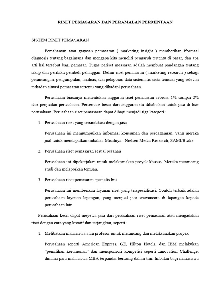 Riset-Pemasaran Dan Peramalan Permintaan | PDF