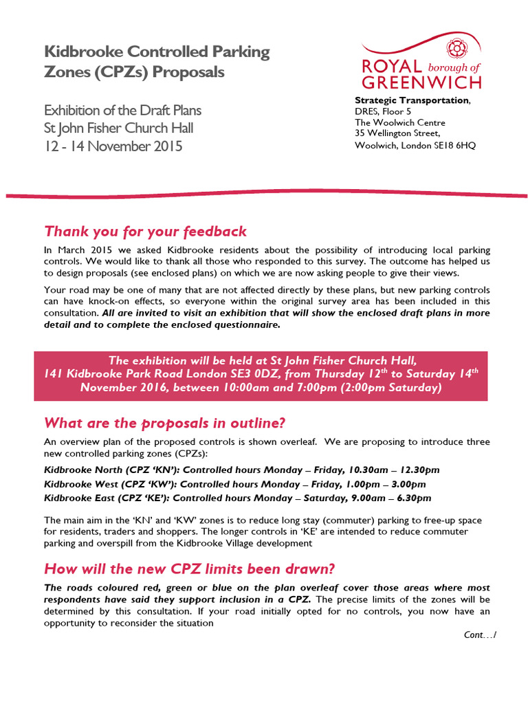 Kidbrook CPZ 2nd Consultation Leaflet (v2) | PDF