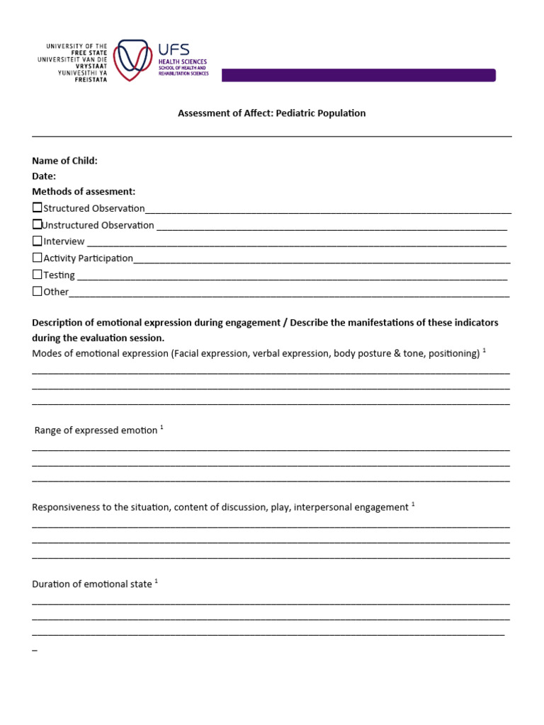 A. Affect Assessment Child | PDF | Emotions | Nonverbal Communication