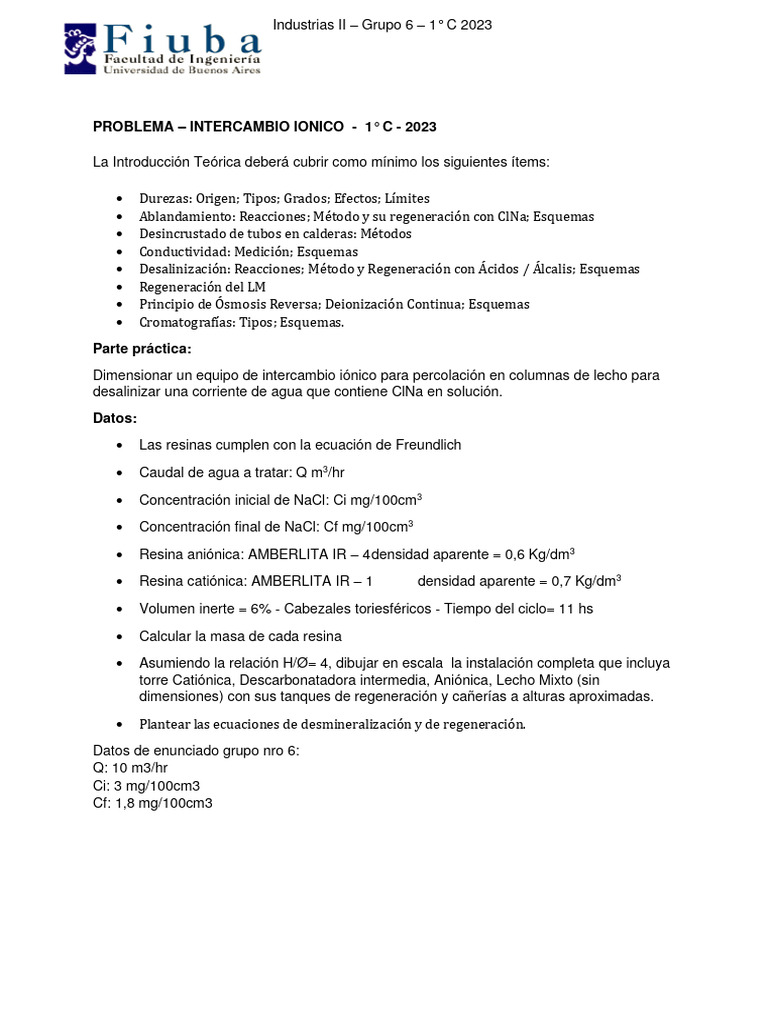 TP - Intercambio Iónico - Grupo 6 | PDF | Ósmosis | Hidróxido