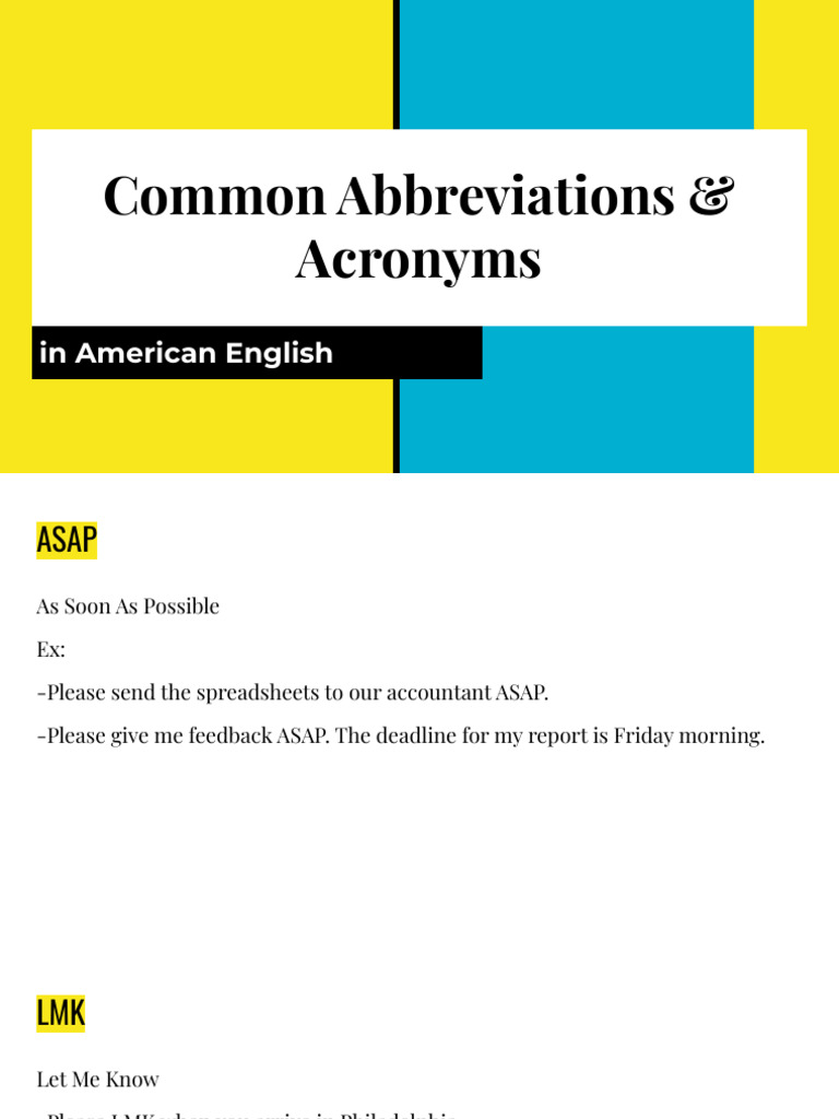 Common Abbreviations & Acronyms | PDF