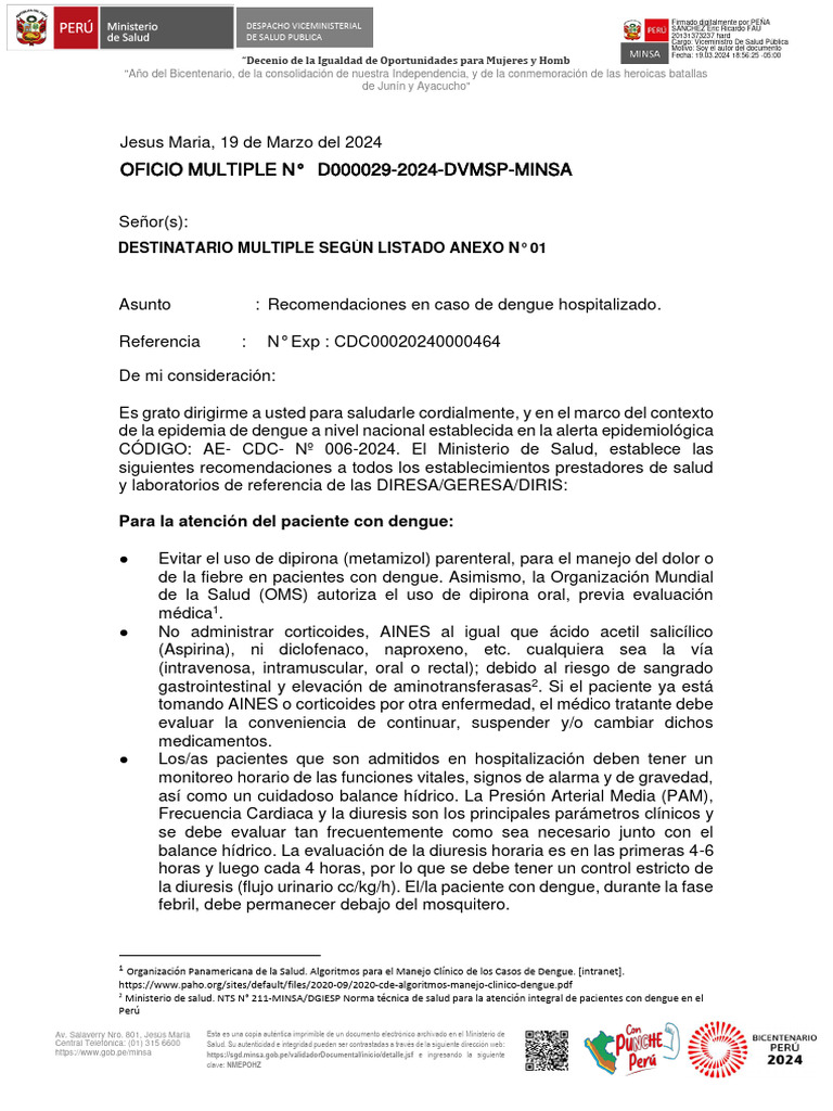 Oficio Multiple-000029-2024-Dvmsp | PDF | Aspirina | Droga anti-inflamatoria libre de esteroides