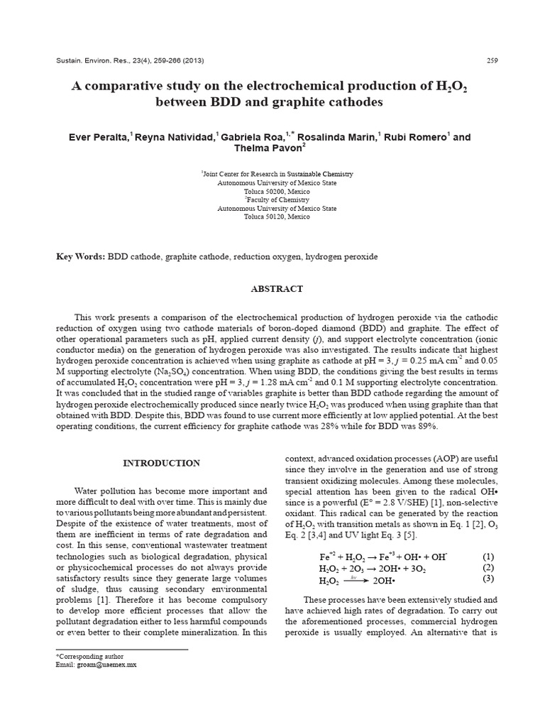 Electrochemical H2O2 Production Study | PDF | Hydrogen Peroxide ...