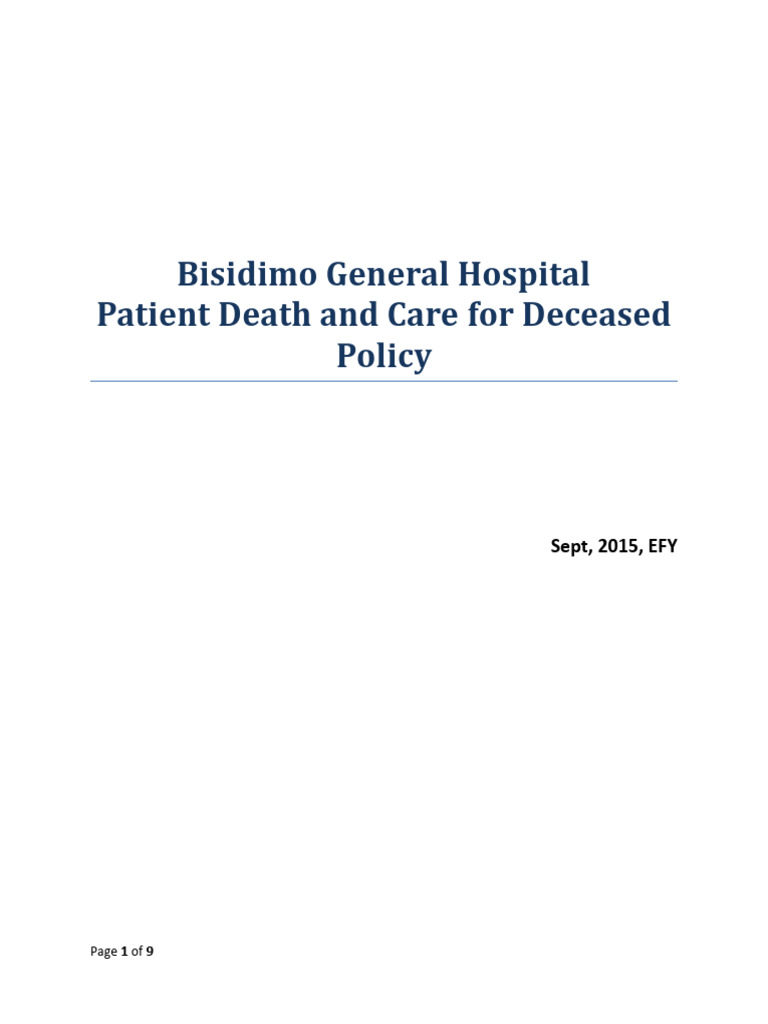 Hospital Protocol for Deceased Care | PDF | Hospital | Morgue