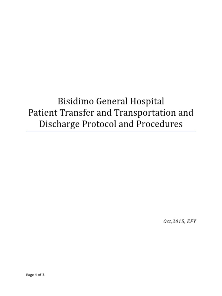 Patient Transfer Protocols at Bisidimo Hospital | PDF | Hospital | Patient