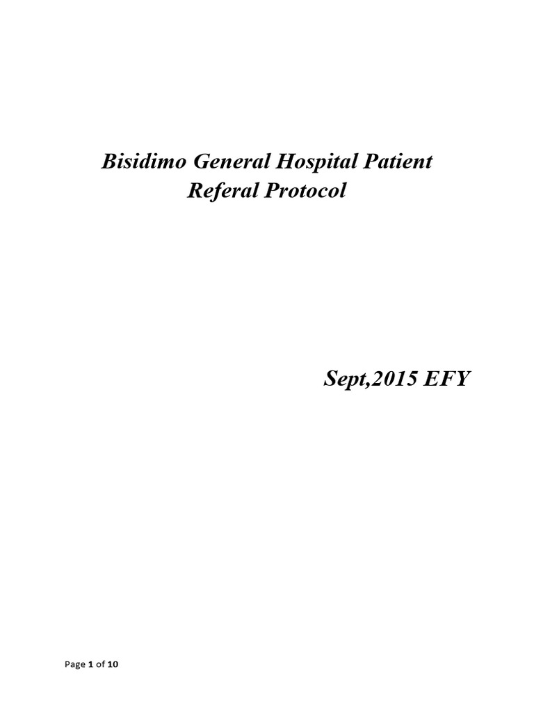 Bisidimo Hospital Referral Protocol | PDF | Patient | Health Care
