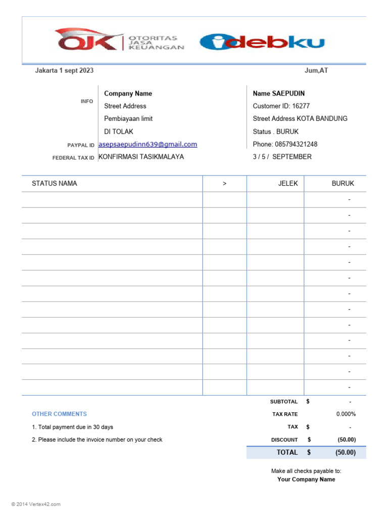 Invoice: Jakarta 1 Sept 2023 Jum, AT | Download Free PDF | Payments | Taxes