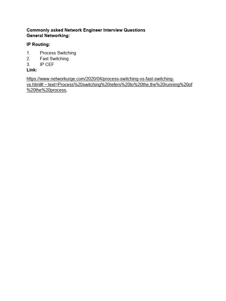 Network Engineer Interview Prep | PDF | Internet Protocols ...