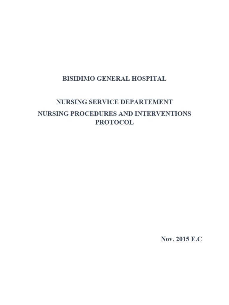 Key Nursing Procedures Protocol | PDF | Intravenous Therapy | Clinical ...