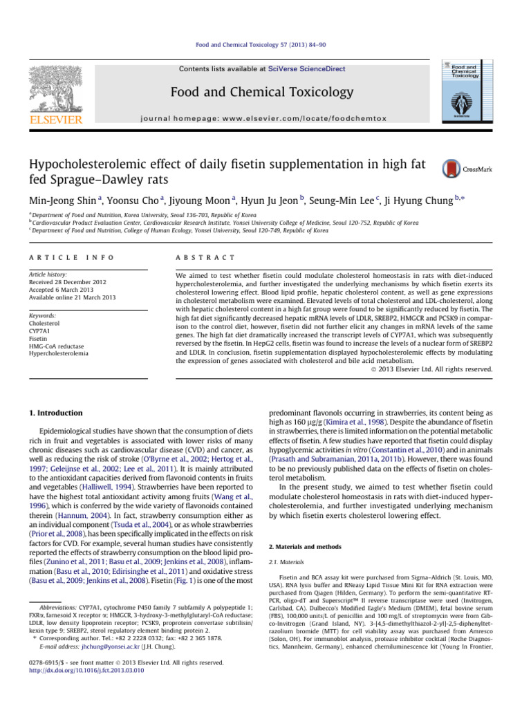 Shin - Hypocholesterolemic Effect of Daily Fisetin Supplementation in ...