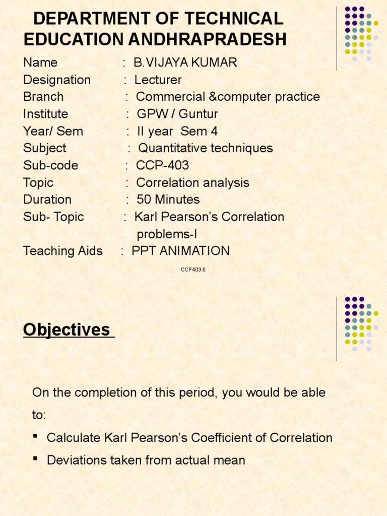 Karl Pearson's Correlation Analysis Guide | PDF | Correlation And ...