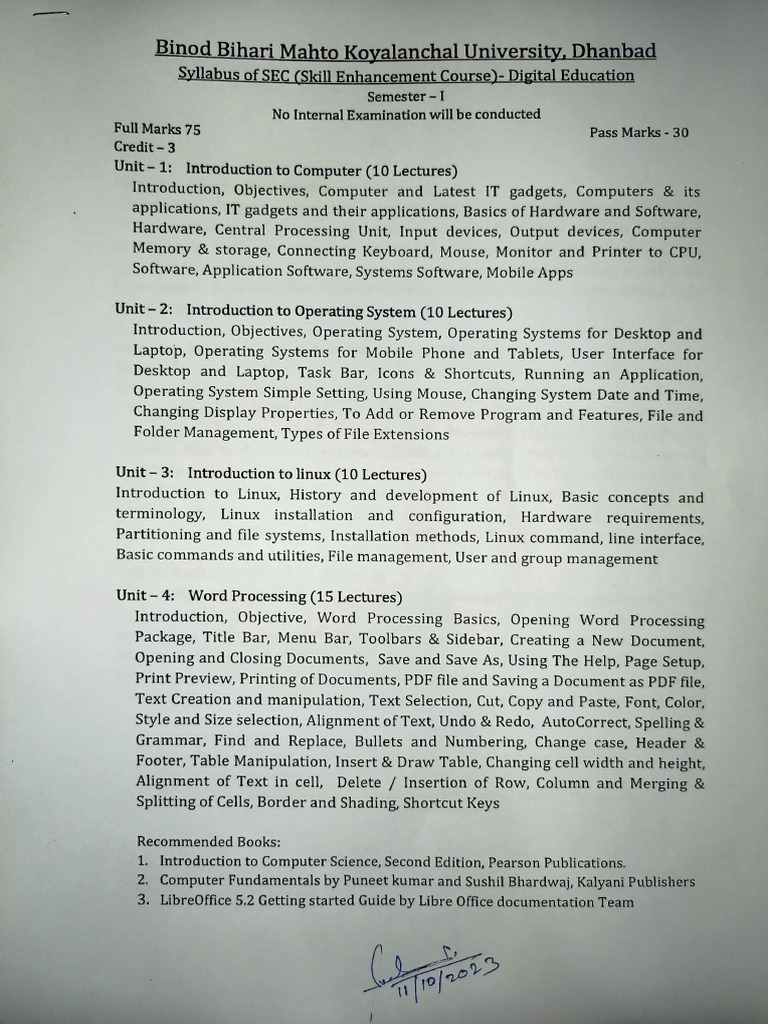 Digital Education Sec Syllabus Pdf Operating System Application