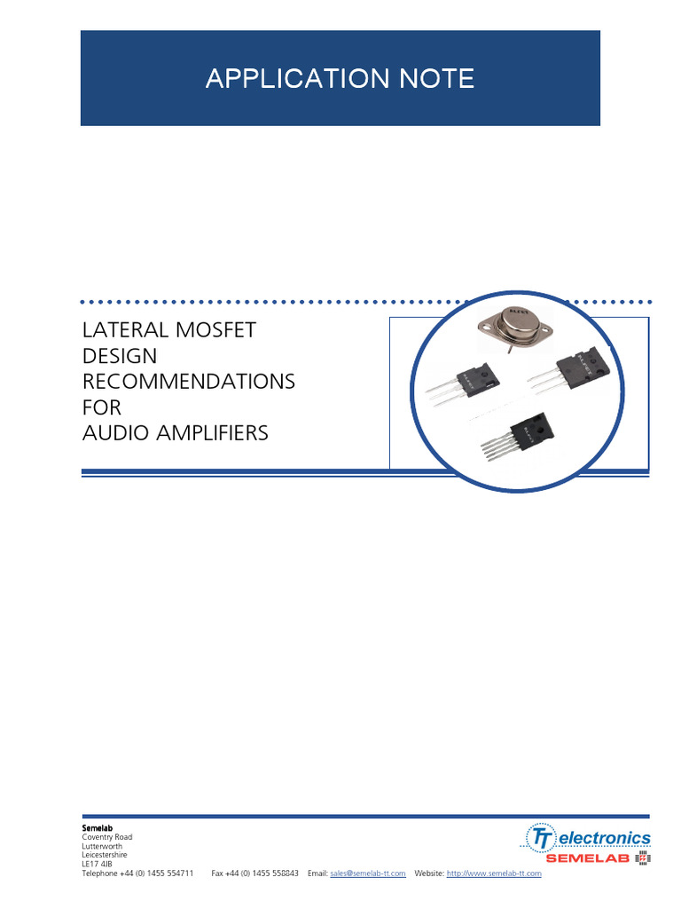 Lateral MOSFET Design for Audio Amplifiers | PDF | Amplifier | Mosfet