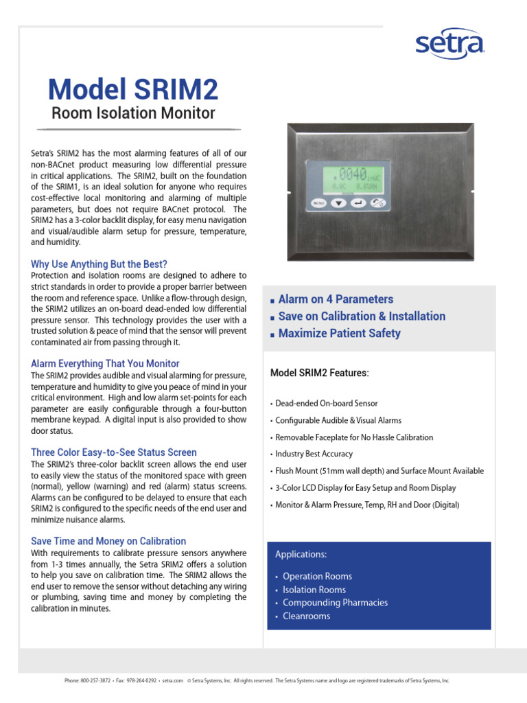 Setra_Model_SRIM2_Data_Sheet | PDF | Sensor | Pressure Measurement