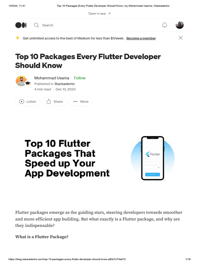 Top 10 Packages Every Flutter Developer Should Know By Mohammad Usama