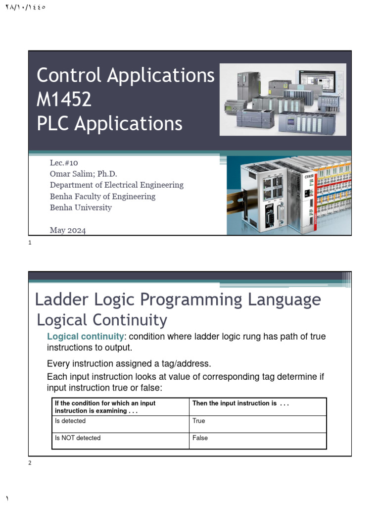 Lec#05 PLC Applications | PDF | Programmable Logic Controller | Bit Lec#05 PLC Applications | PDF | Programmable Logic Controller | Bit