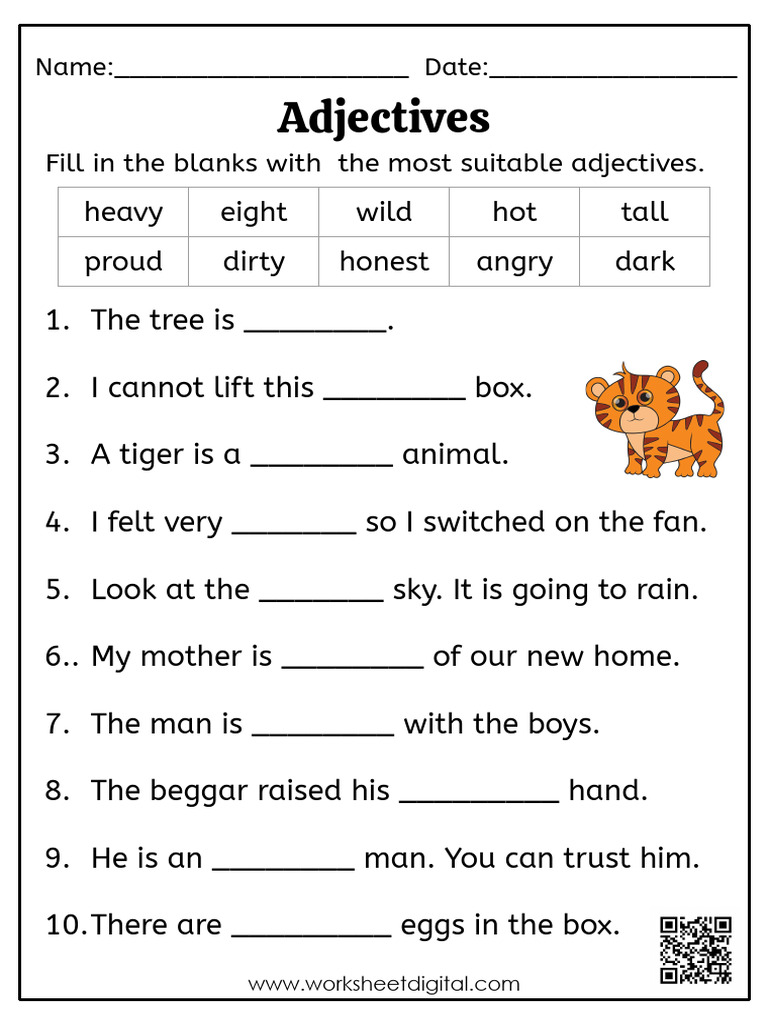Fill in the Blanks with Adjectives | PDF
