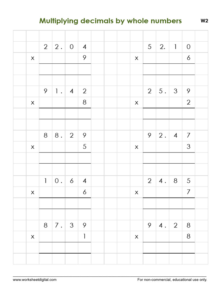 Decimal Multiplication Practice | PDF
