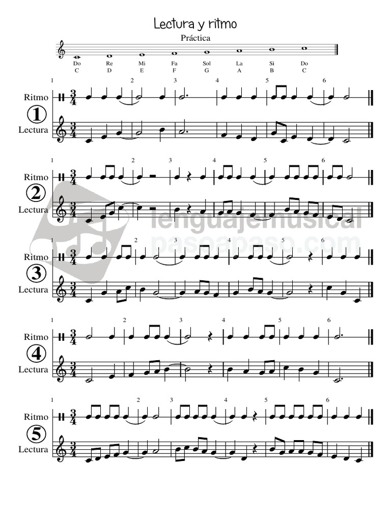 Lectura y Ritmo 3x4 +la y Si 4 Unidad 6.2 | PDF | Ritmo | Elementos de la música
