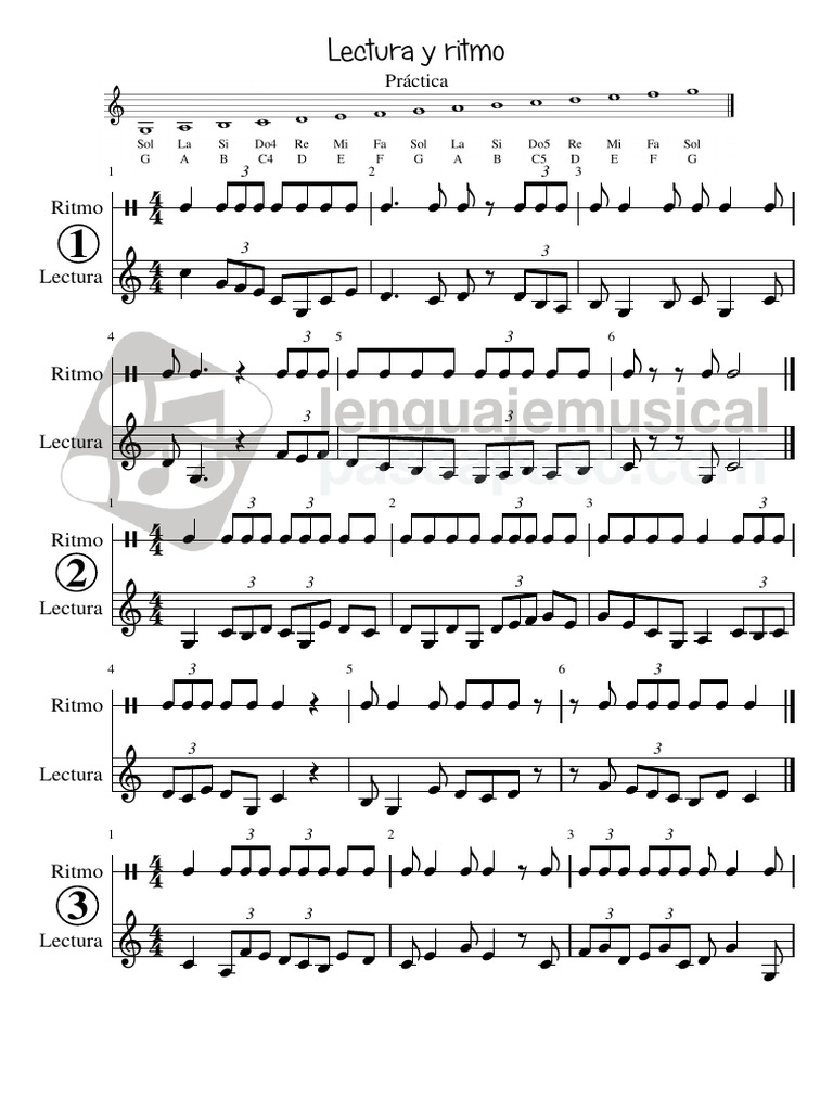 Lectura y ritmo 4x4 Unidad 15.2 | PDF | Ritmo | Notación