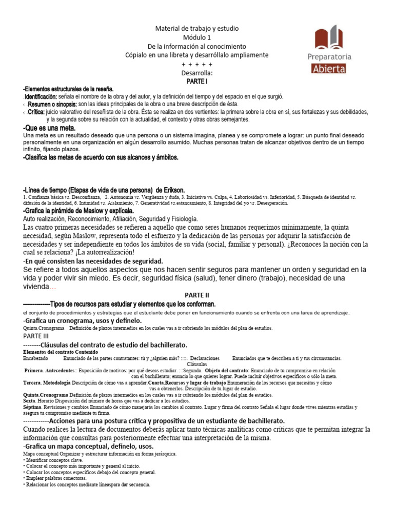 Modulo 1 Prepa Abierta | PDF | Plan de estudios | Aprendizaje
