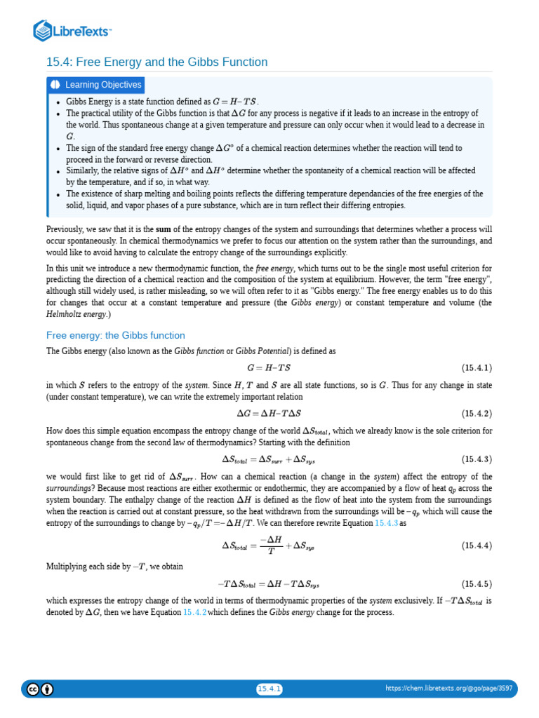 15.04 Free Energy and The Gibbs Function | PDF | Gibbs Free Energy | Entropy