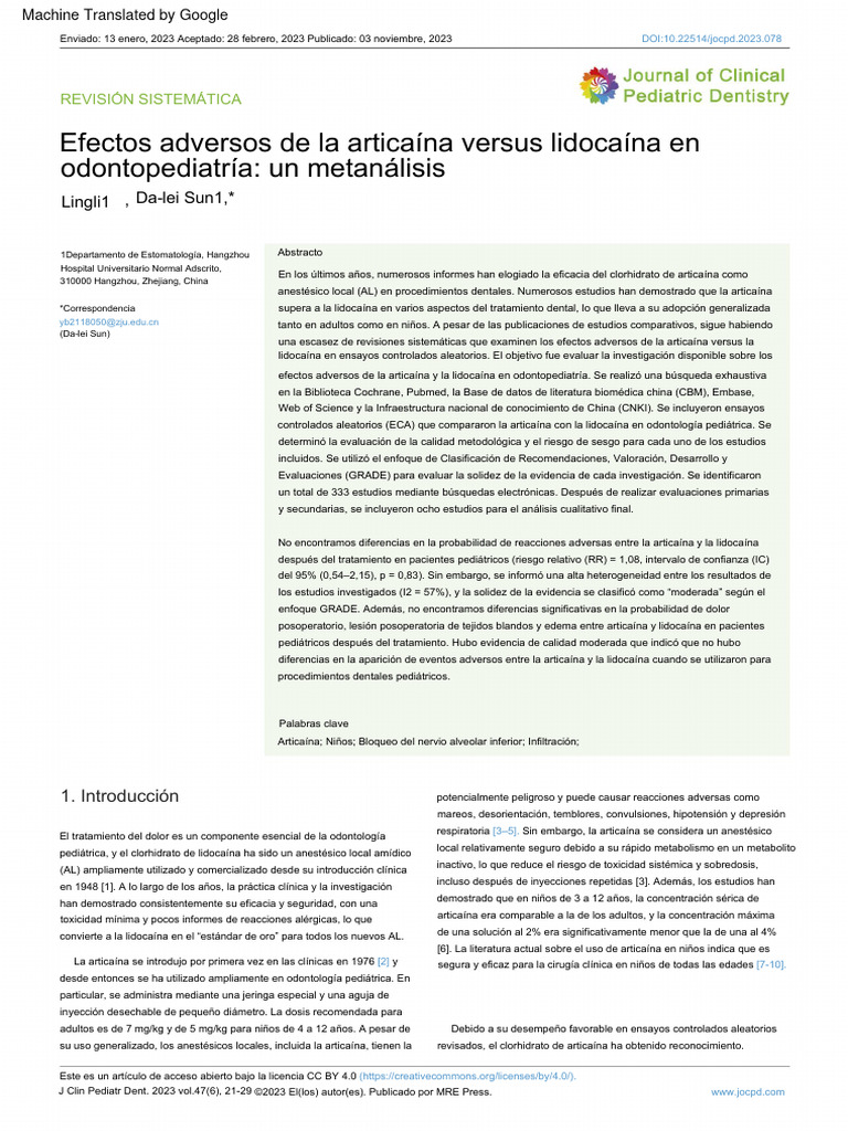 Adverse Effects of Articaine Versus Lidocaine in Pediatric Dentistry - A Meta-Analysis | PDF ...