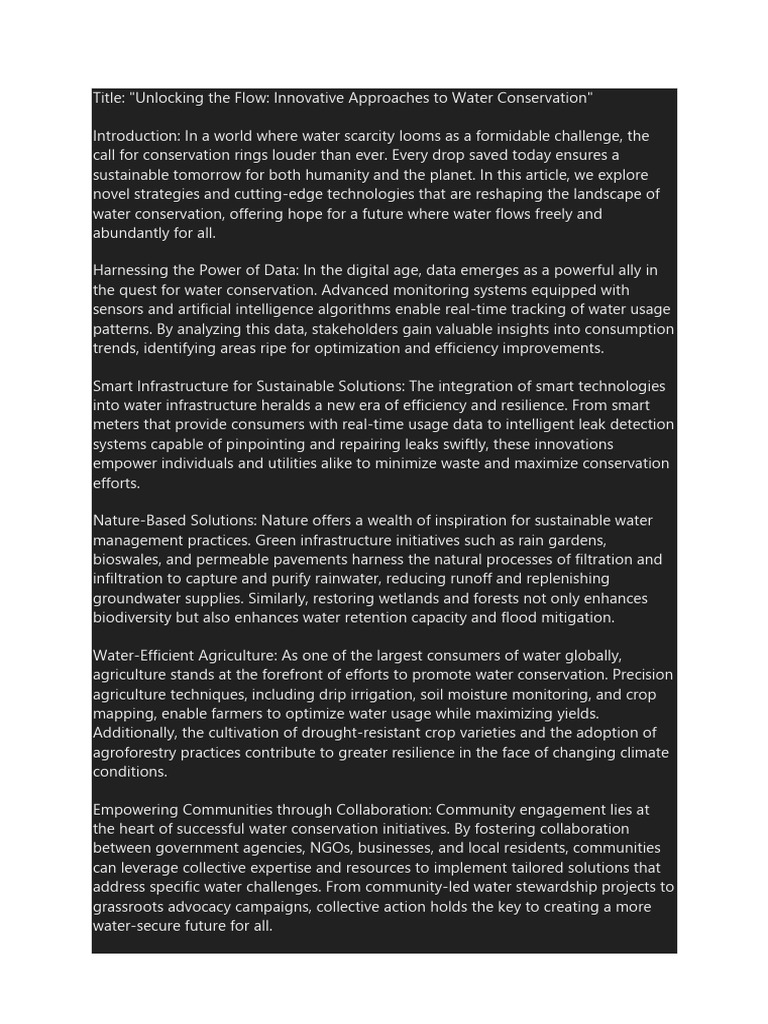 save wa tter | PDF | Water Conservation | Conservation Biology