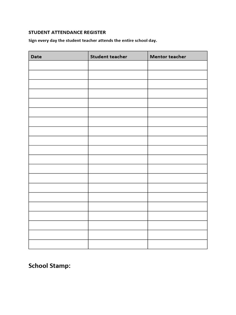 Student Attendance Register Form | PDF