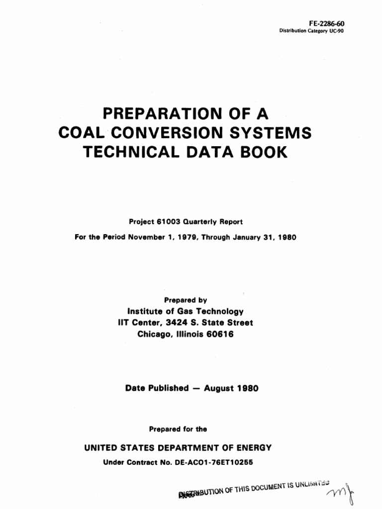 Preparation of A Coal Conversion Systems Technical Data Book | PDF | Gasification | Gases