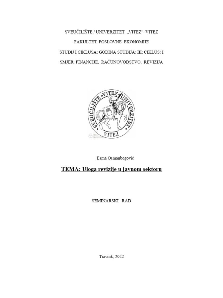 Uloga Revizije U Javnom Sektoru | PDF Uloga Revizije U Javnom Sektoru | PDF