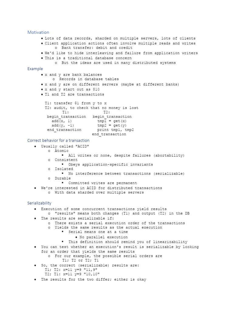 Lecture 9 Distributed Transactions Pdf Acid Database Transaction 