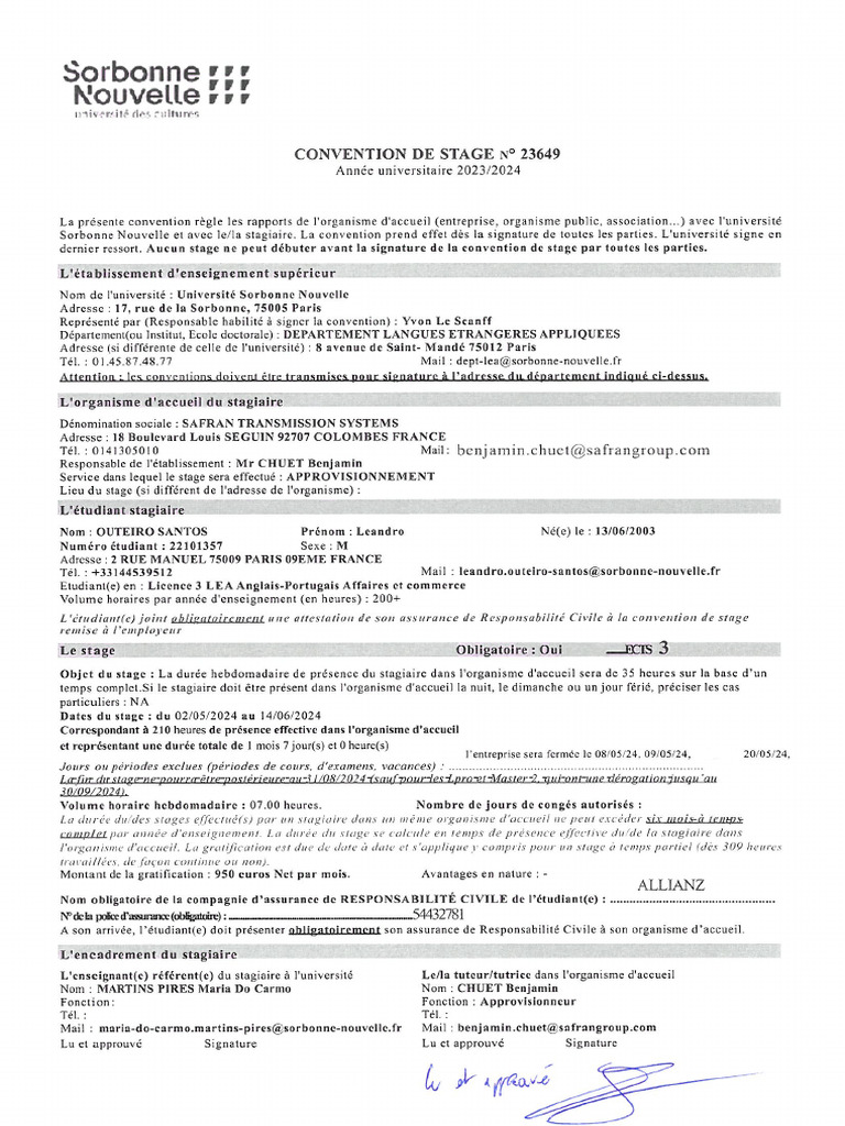 Convention de Stage | PDF